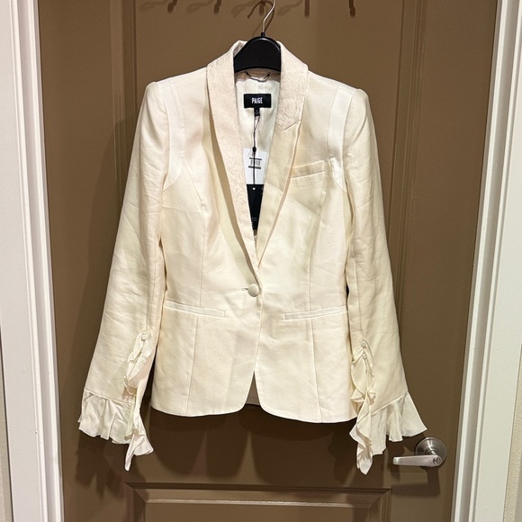 PAIGE | Jackets & Coats | Paige Ivory Womens Blazer With Ruffle Cuffs ...